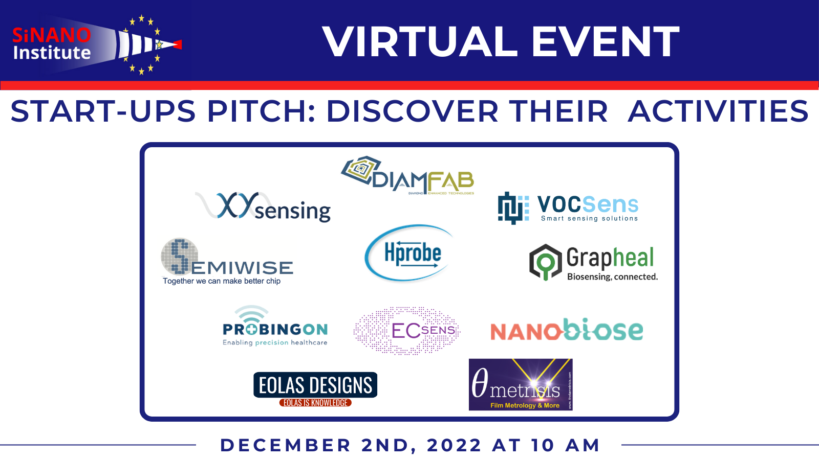 1st Brokerage event: START- UPs Pitch – Discover their activities - SiNANO